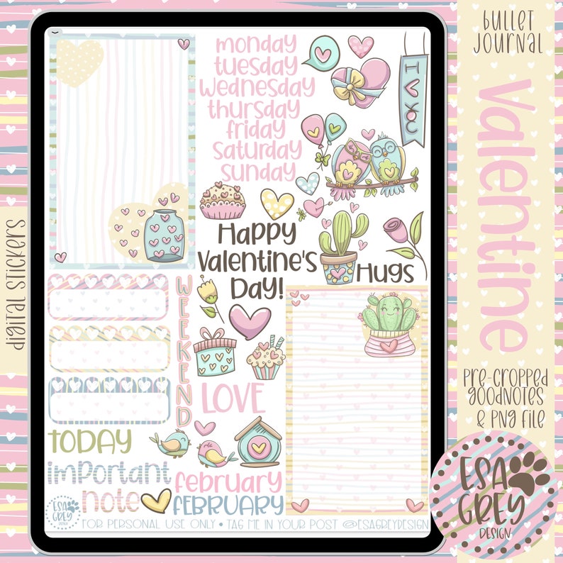 Sweet Valentine Stickers Digital Planner Stickers - Etsy