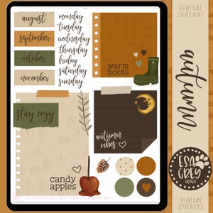 Moody Autumn Digital Sticker Set | Goodnotes Stickers | Digital ...
