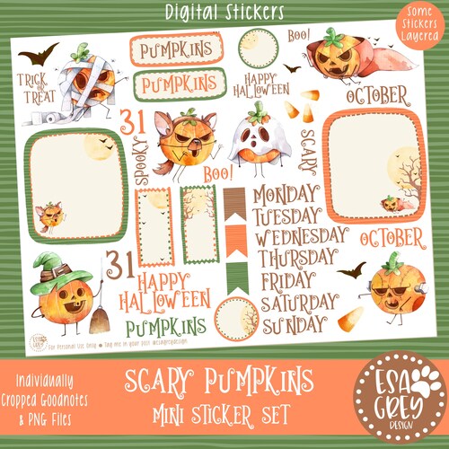 Halloween Digital Planner Stickers Goodnotes Precropped - Etsy