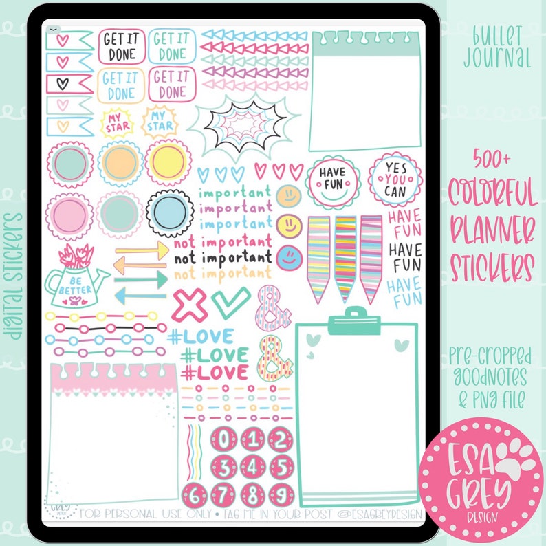 500 Digital Planning Sticker Set Goodnotes Stickers - Etsy