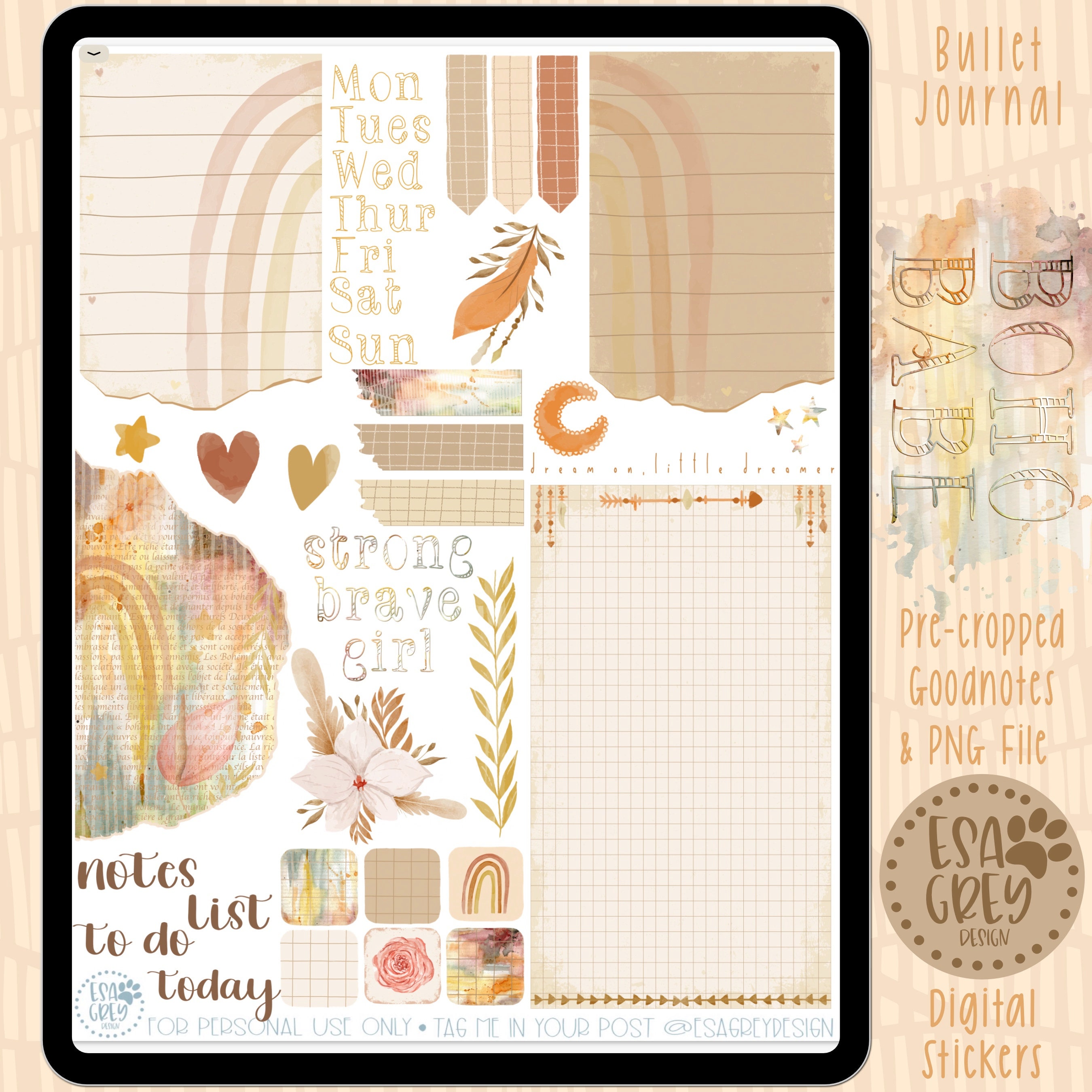 Boho Babe Digital Stickers Digital Planner Stickers - Etsy