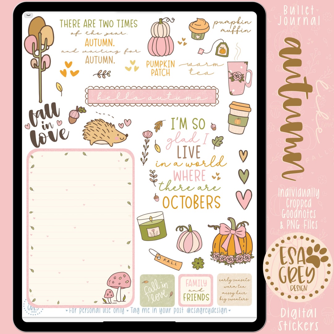 Autumn Sticker Set Goodnotes Stickers Digital Planning - Etsy