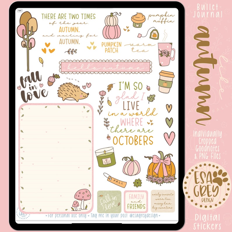 Autumn Sticker Set Goodnotes Stickers Digital Planning - Etsy