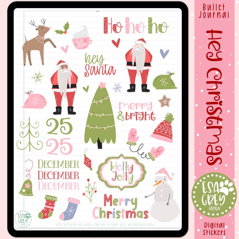Hey Christmas Digital Planner Stickers Goodnotes Stickers - Etsy