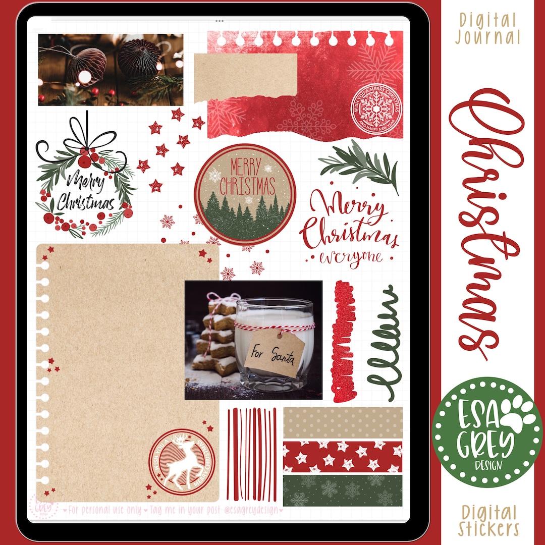 Christmas Journal Sticker Set | Goodnotes Stickers | Christmas Planner ...