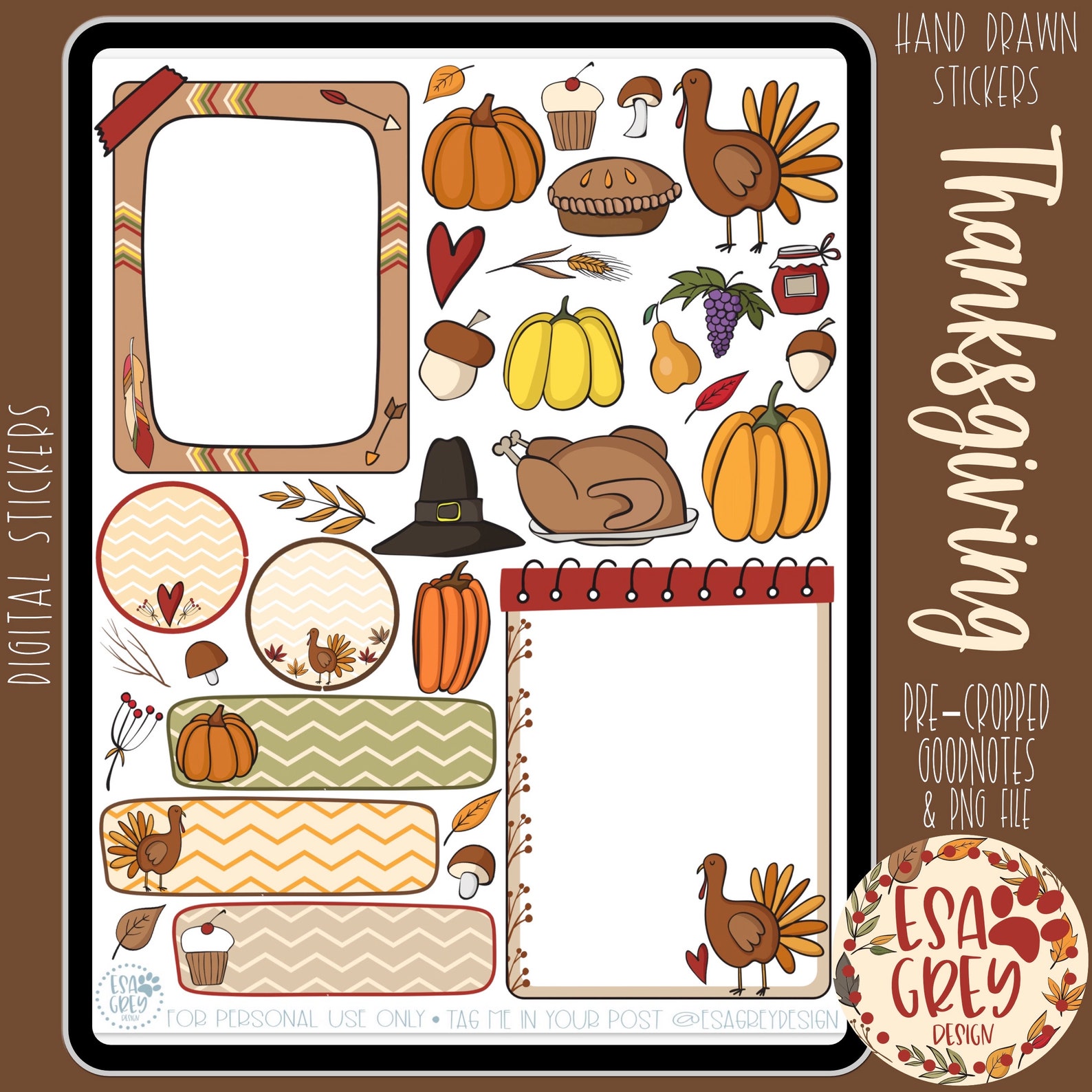 Thanksgiving Sticker Set Goodnotes Stickers Digital - Etsy