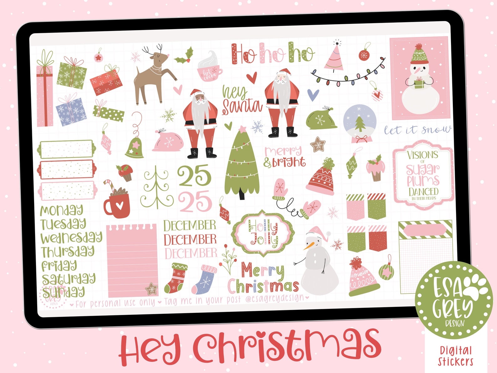 Hey Christmas Digital Planner Stickers | Goodnotes Stickers | Christmas ...