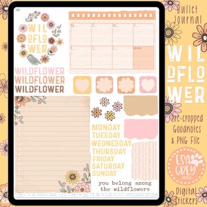 Boho Wildflower Stickers Digital Planner Stickers | Etsy