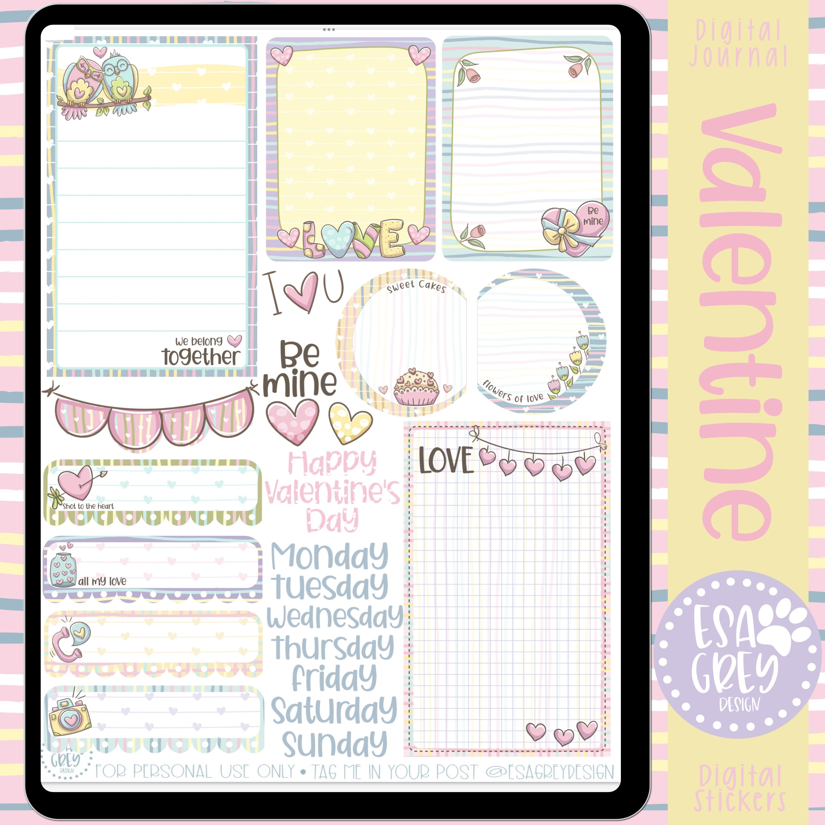 Sweet Valentine Stickers | Digital Planner Stickers | Goodnotes ...