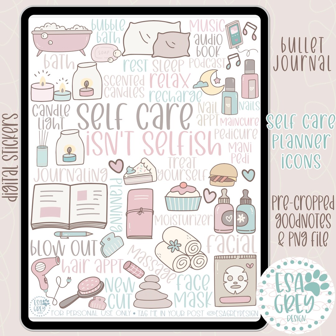 Self Care Planner Icon Stickers Boho Stickers Goodnotes - Etsy