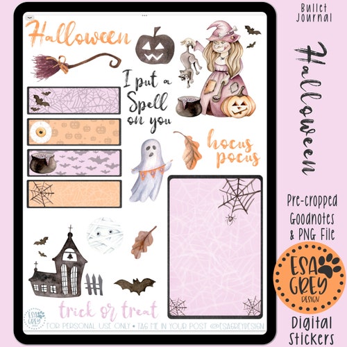 Halloween Digital Planner Stickers Goodnotes Precropped - Etsy