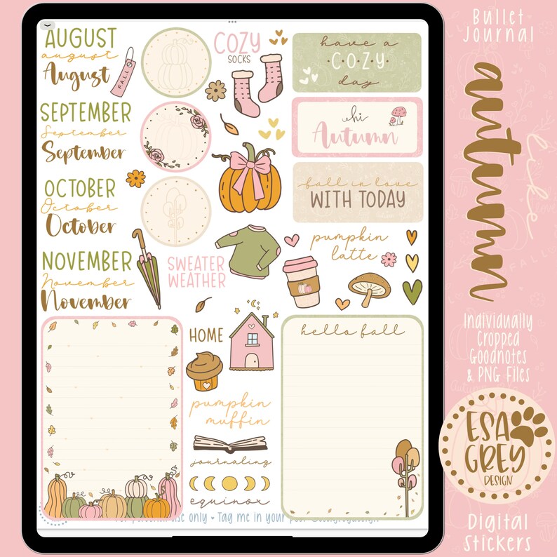 Autumn Sticker Set Goodnotes Stickers Digital Planning - Etsy