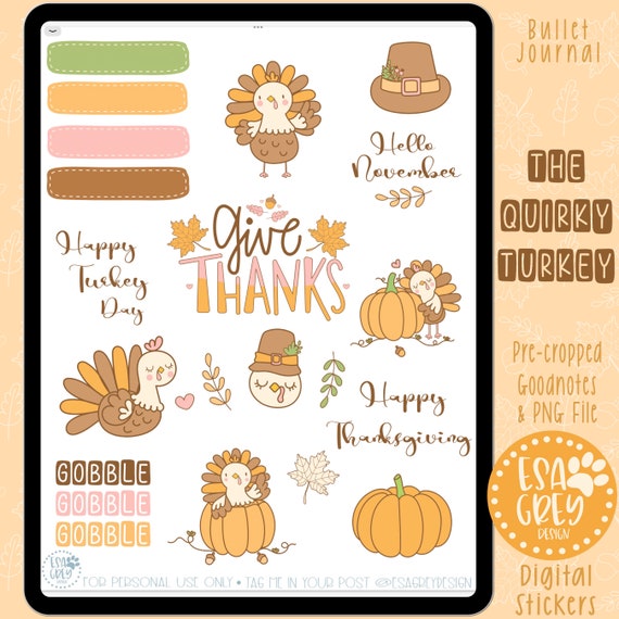 Pumpkin Stickers Fall Goodnotes Stickers Precropped Digital Stickers ...