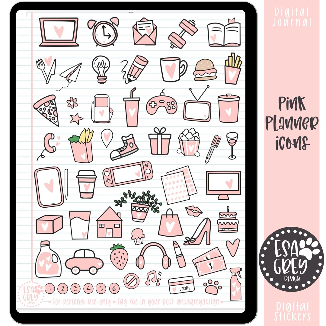 Pink Planner Icon Stickers | Goodnotes Stickers | Daily Chore Home Life ...