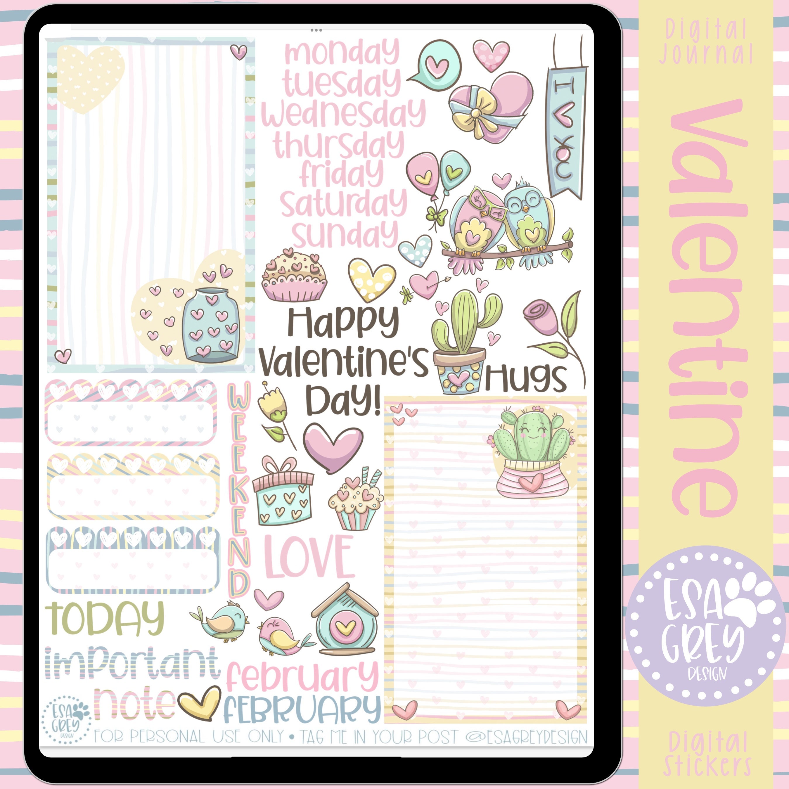 Sweet Valentine Stickers | Digital Planner Stickers | Goodnotes ...
