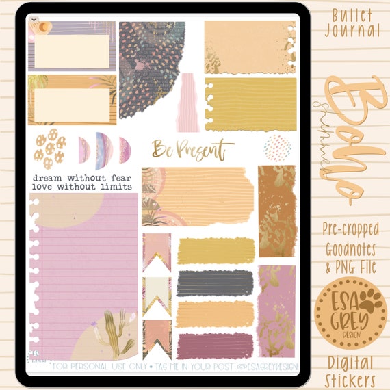 Boho Shimmer Digital Stickers Digital Planner Stickers - Etsy