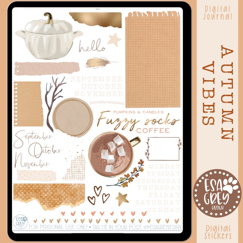 Autumn Vibes Digital Planner Stickers | Goodnotes Stickers | Digital ...