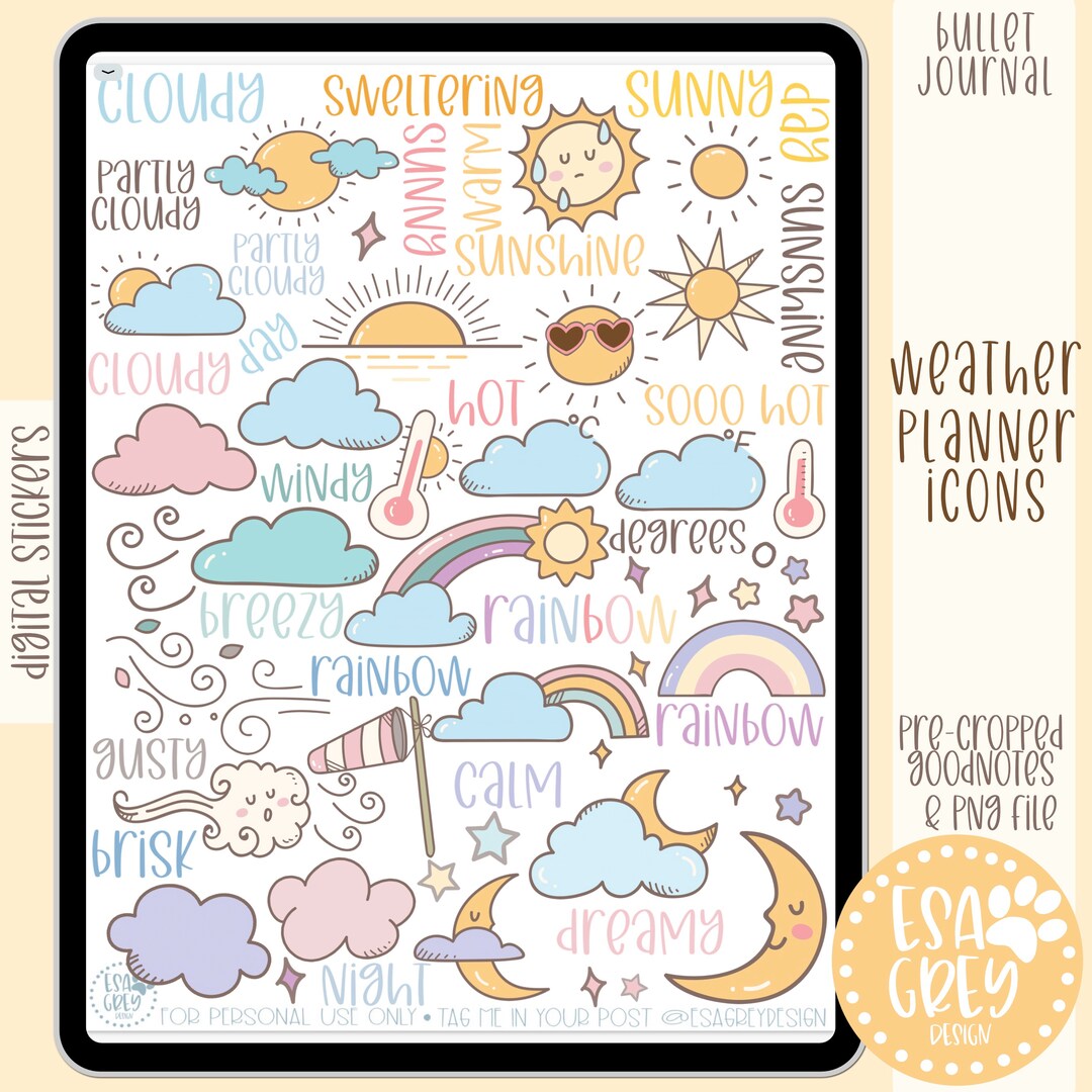 Weather Planner Icon Stickers Boho Stickers Goodnotes - Etsy
