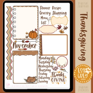 Thanksgiving Sticker Set | Goodnotes Stickers | Digital Planning ...