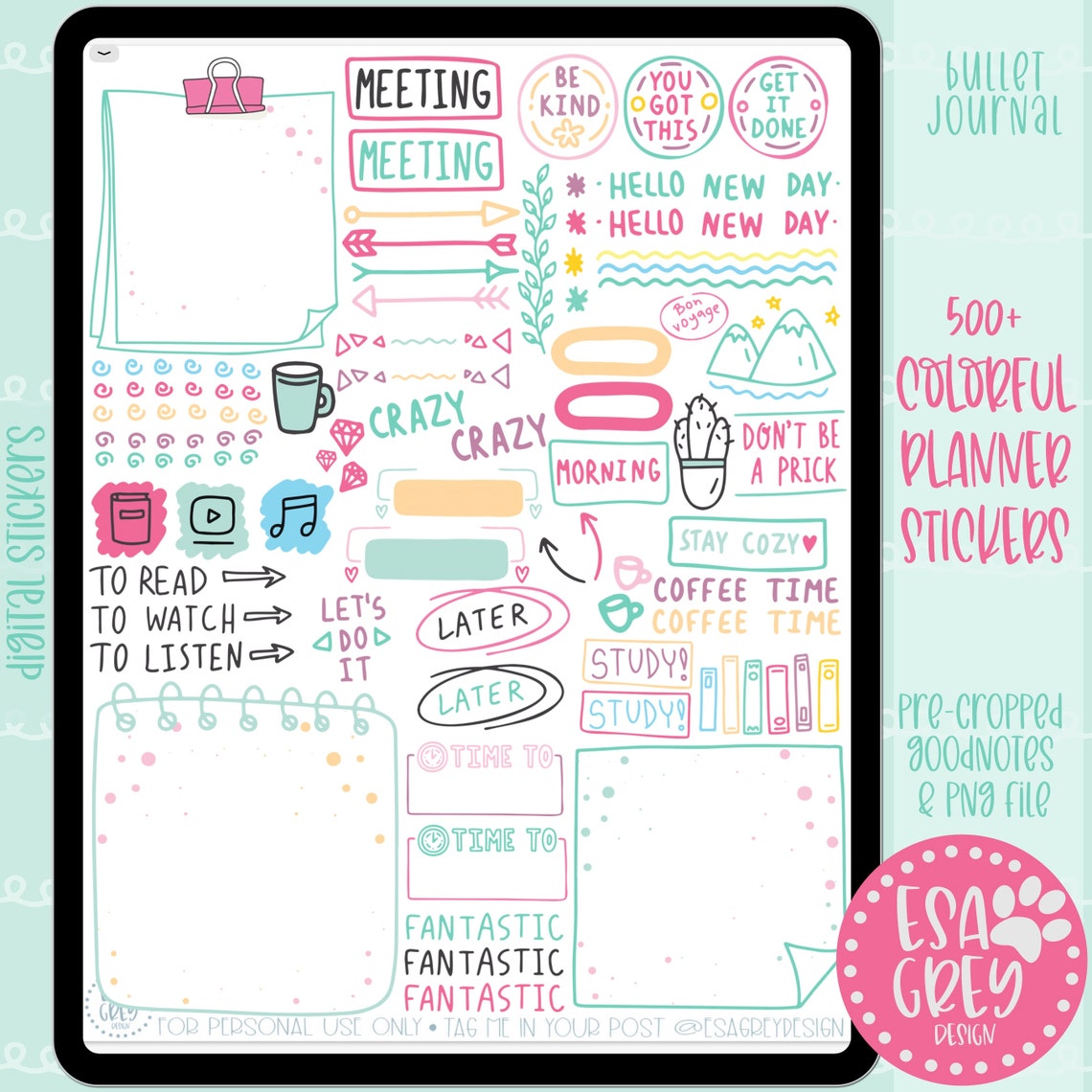 500 Digital Planning Sticker Set Goodnotes Stickers - Etsy