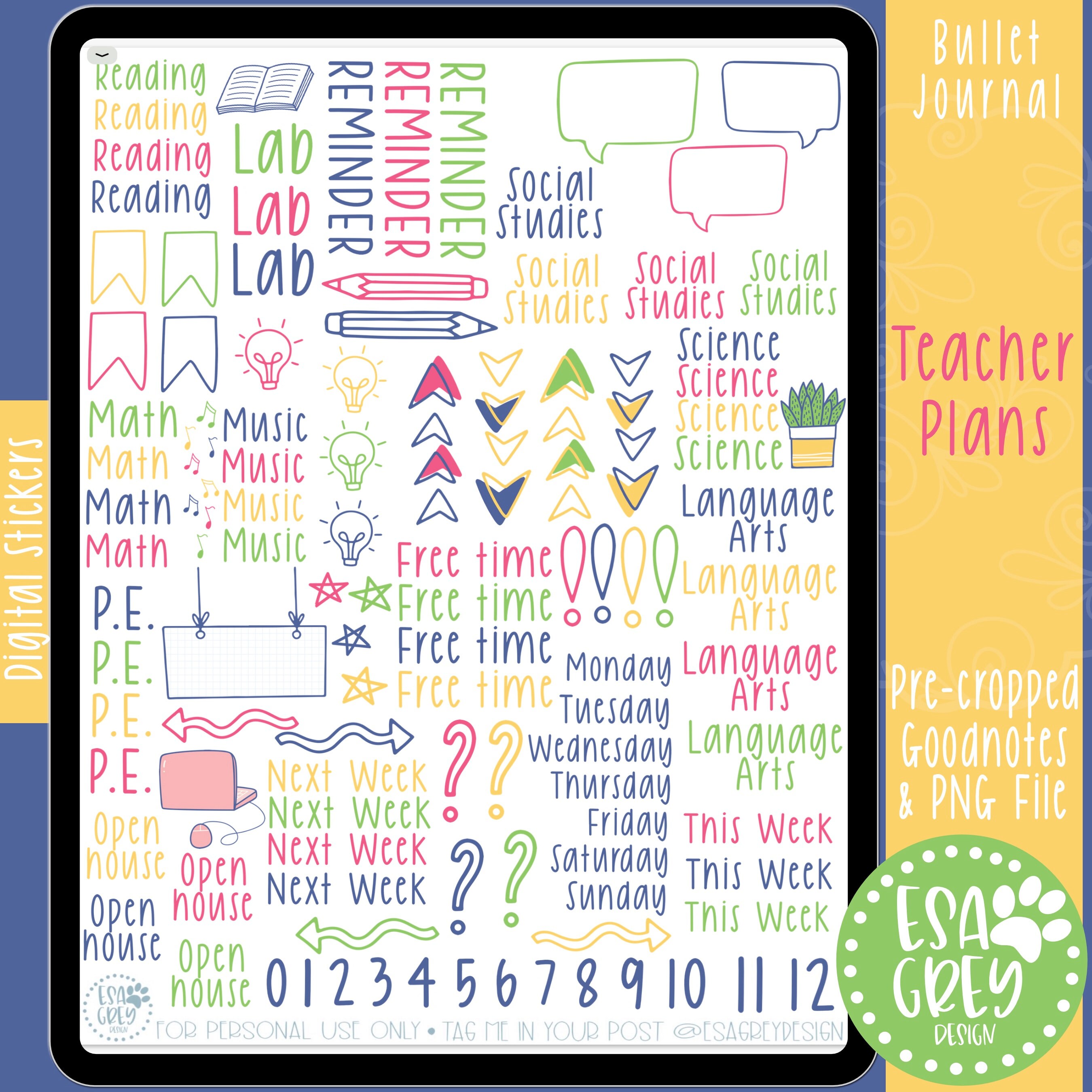 Teacher Plans Digital Stickers Goodnotes Stickers Digital - Etsy