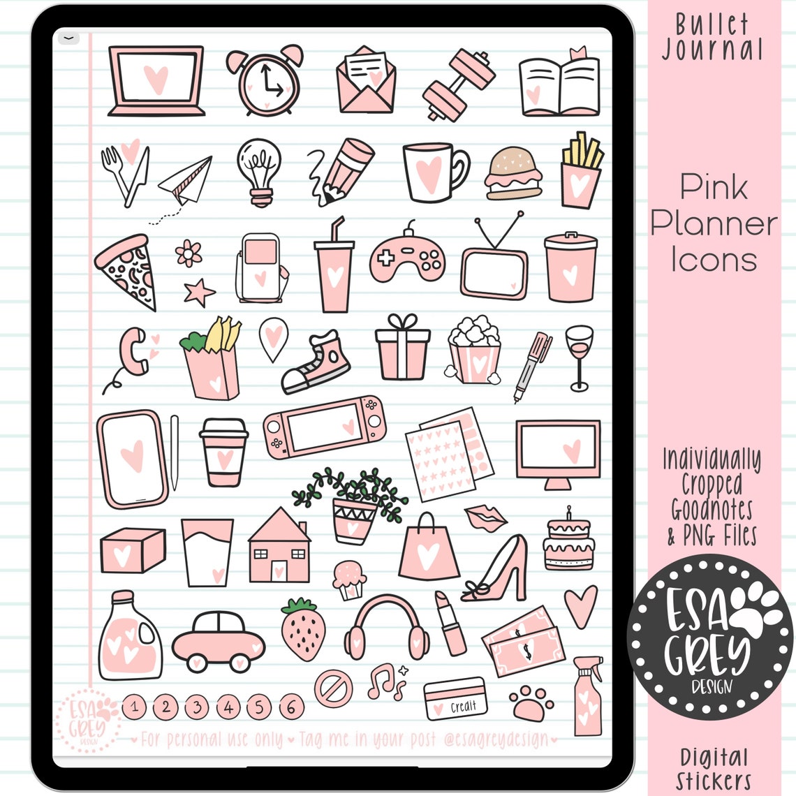 Pink Planner Icon Stickers Goodnotes Stickers Daily Chore - Etsy