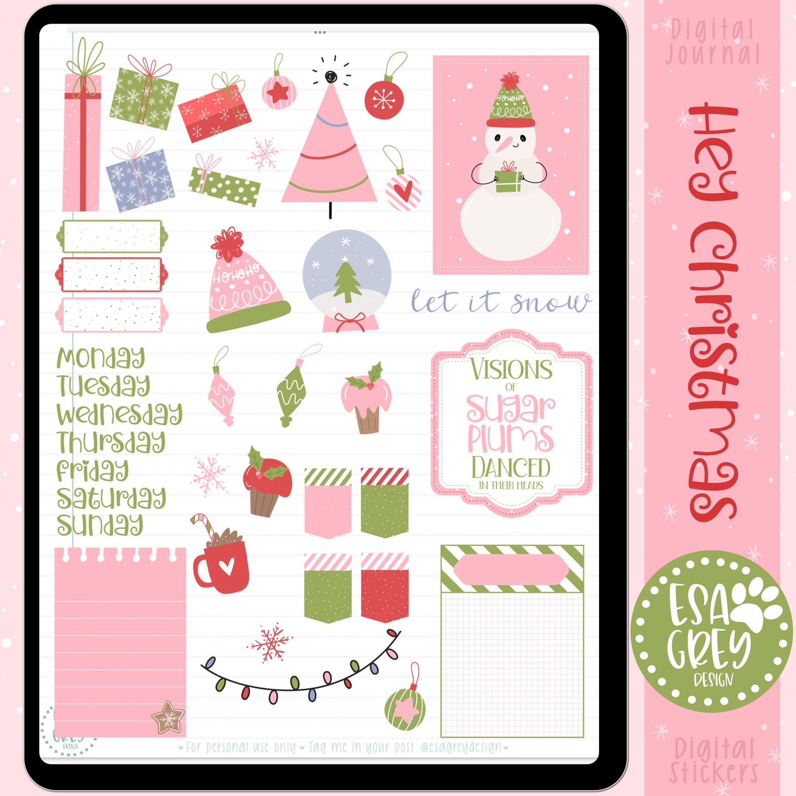 Hey Christmas Digital Planner Stickers | Goodnotes Stickers | Christmas ...
