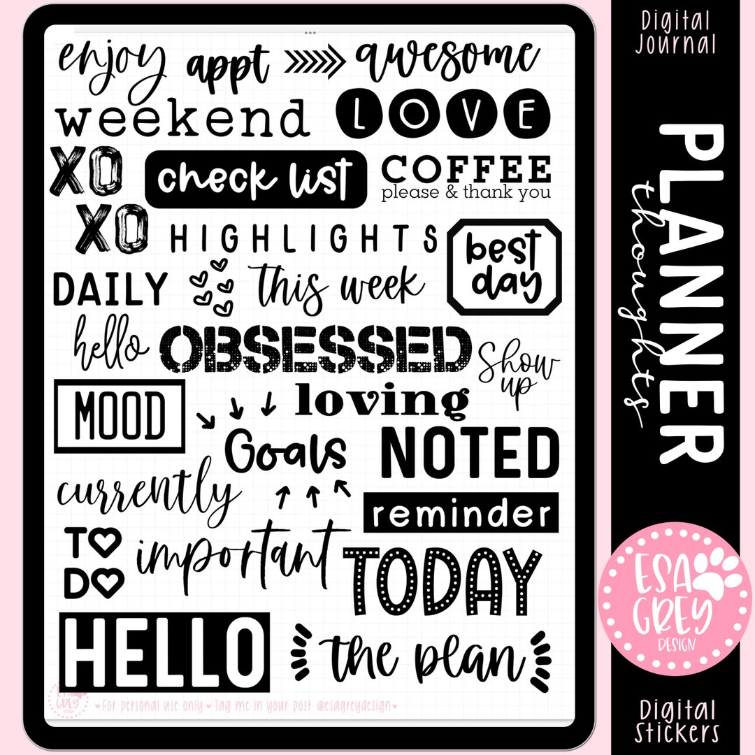 Planner Thoughts Stickers | Goodnotes Stickers | Digital Planning ...