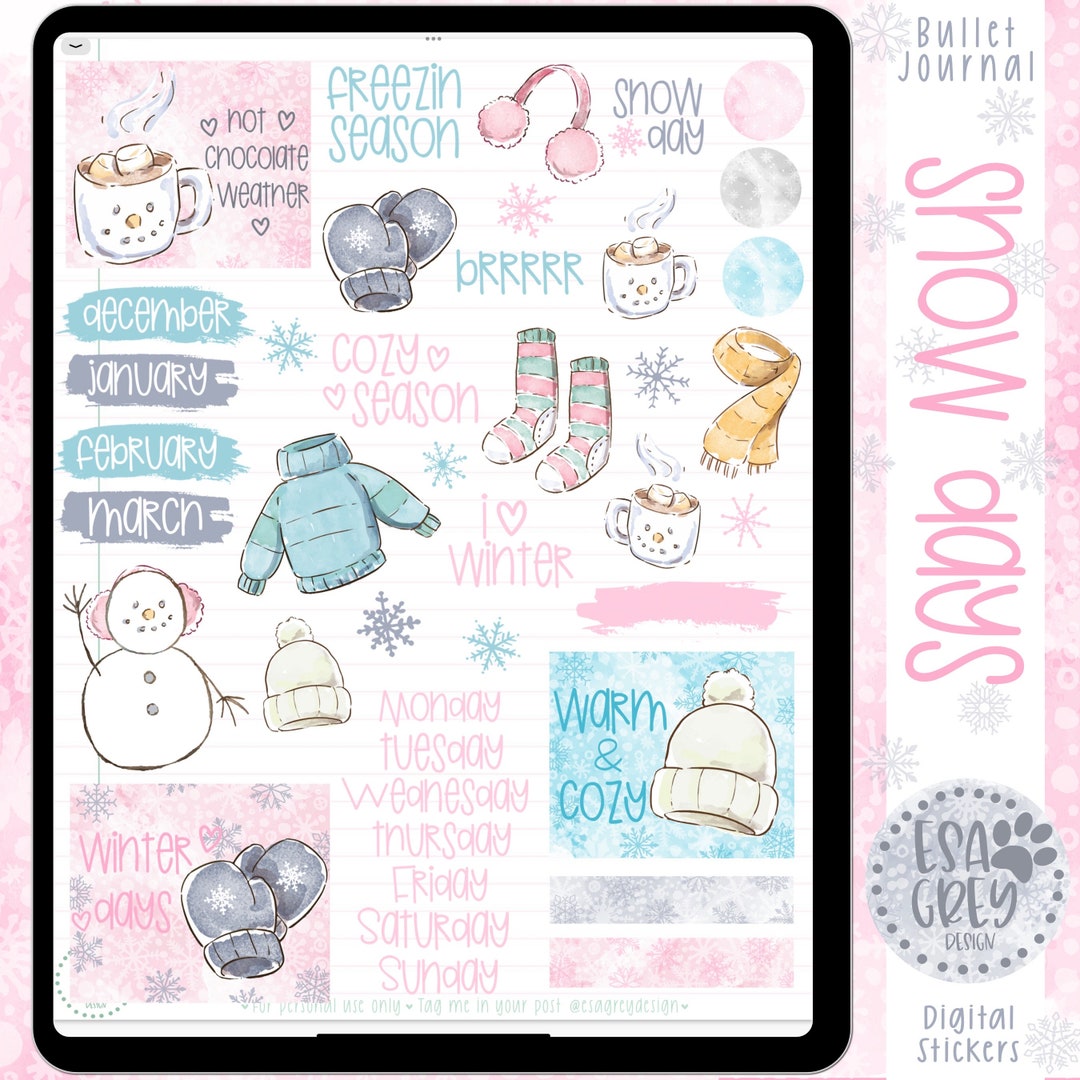 Winter Snow Days Digital Stickers Goodnotes Stickers - Etsy