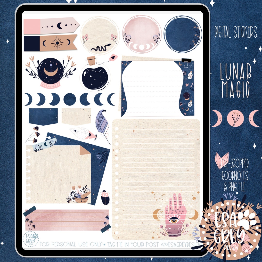 Lunar Stickers Digital Planner Stickers Goodnotes Stickers - Etsy