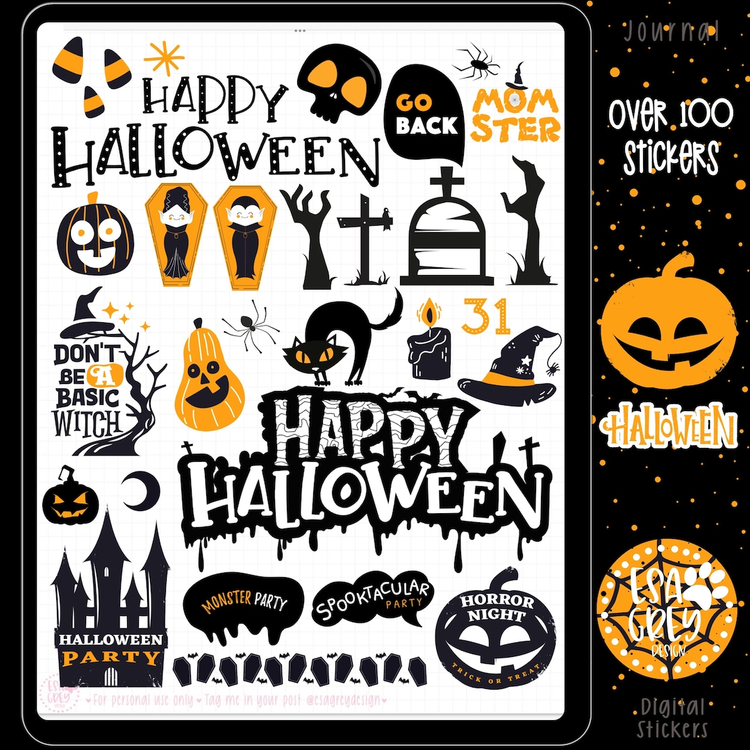 Over 100 Halloween Stickers | Goodnotes Stickers | Digital Planning ...