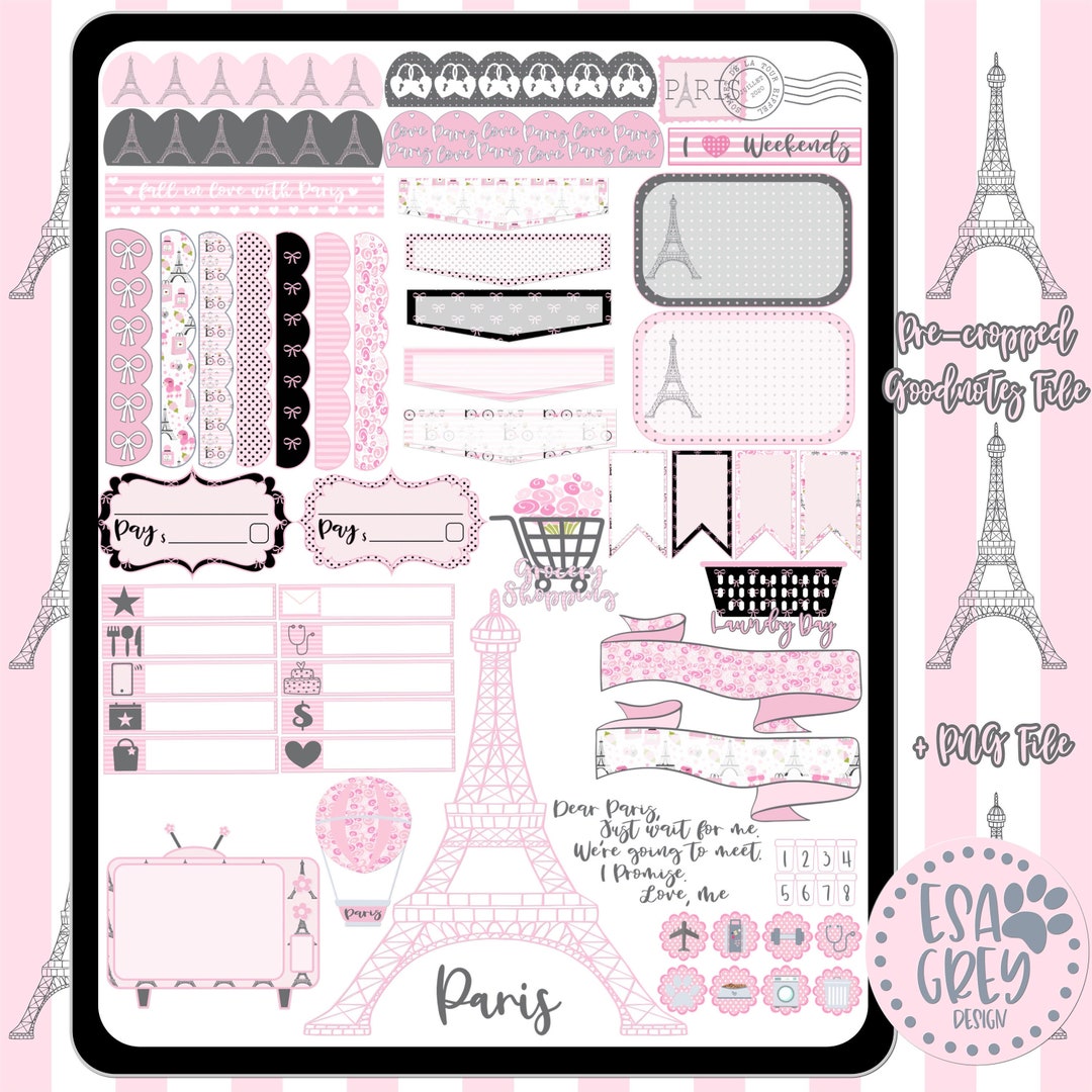 Paris Stickers Digital Planner Stickers Goodnotes Stickers - Etsy