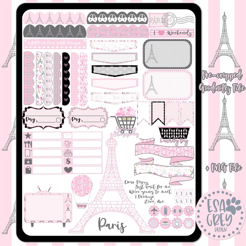 Paris Stickers Digital Planner Stickers Goodnotes Stickers - Etsy