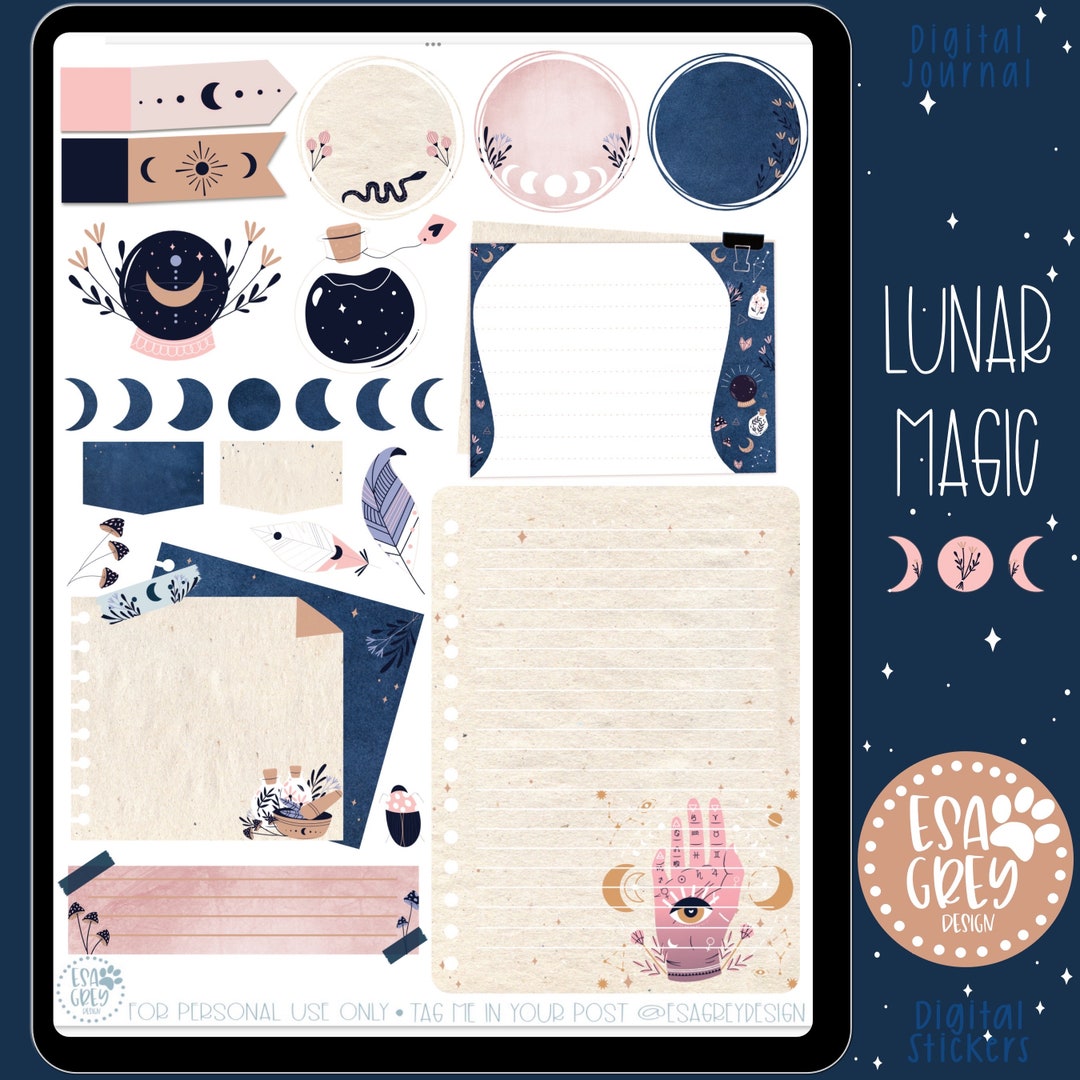 Lunar Stickers | Digital Planner Stickers | Goodnotes Stickers ...