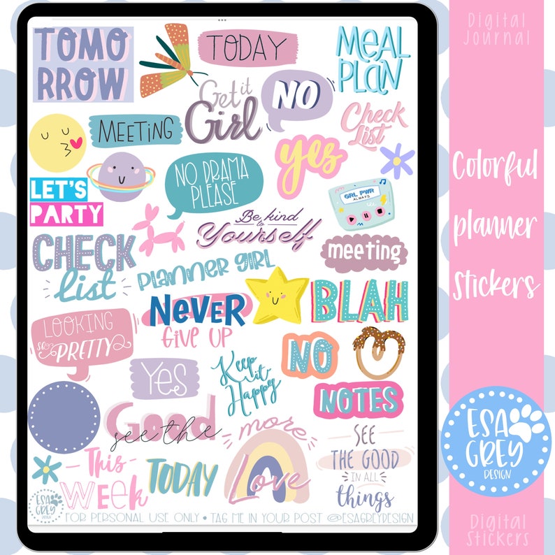 Colorful Digital Planning Sticker Set | Goodnotes Stickers | Notability ...