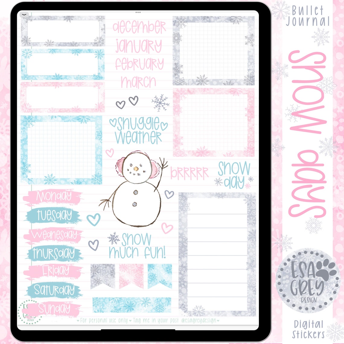 Winter Snow Days Digital Stickers Goodnotes Stickers - Etsy
