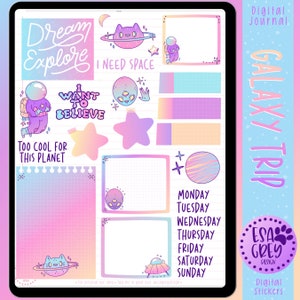 Galaxy Trip Digital Stickers | Digital Planner Stickers | Journal ...