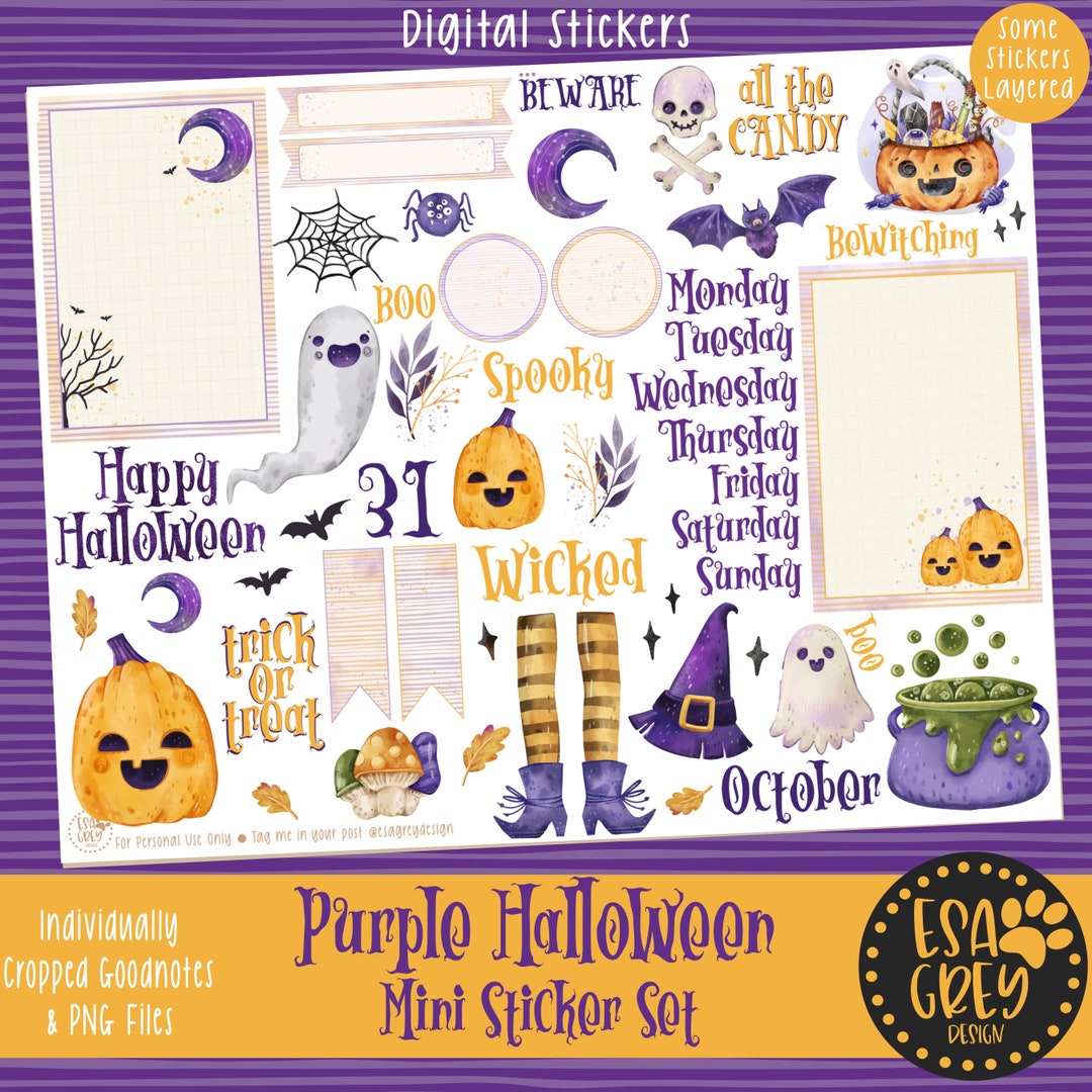 Purple Halloween Digital Planner Stickers | Goodnotes Stickers ...