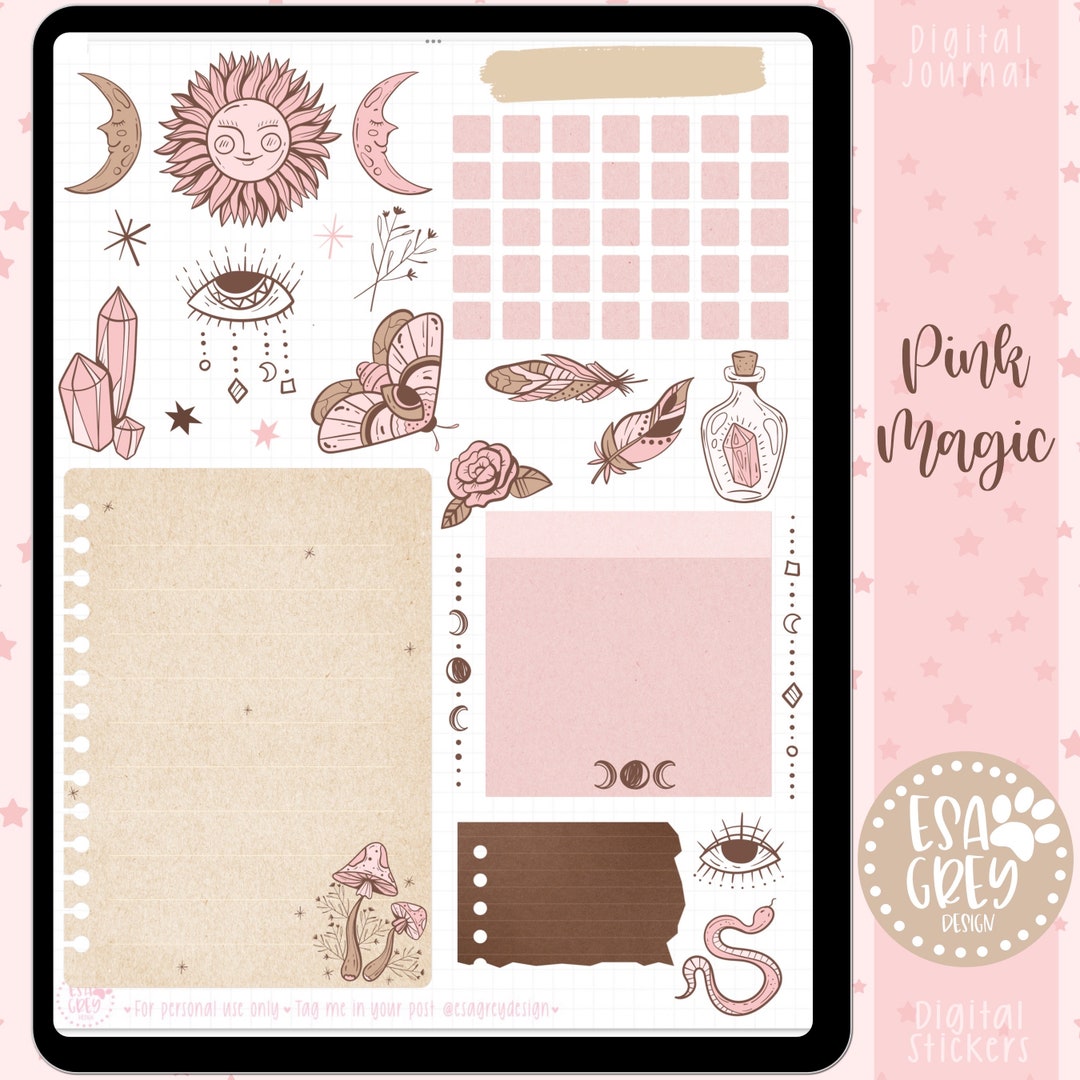 Pink Magic Digital Journal Sticker Set | Goodnotes Stickers | Digital ...