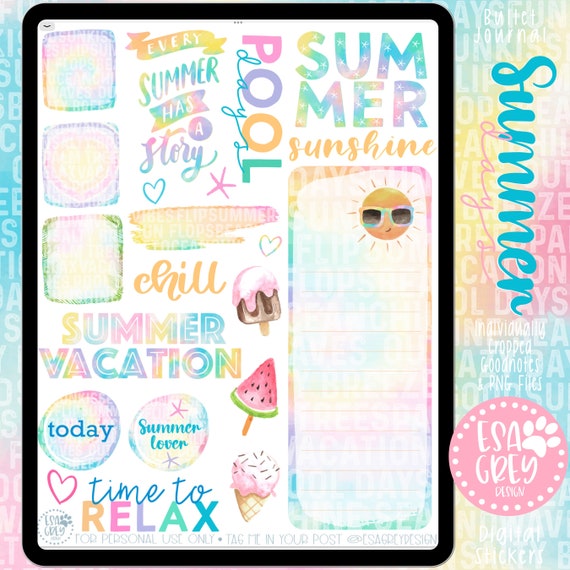 Summer Days Digital Sticker Set Digital Planner Stickers - Etsy