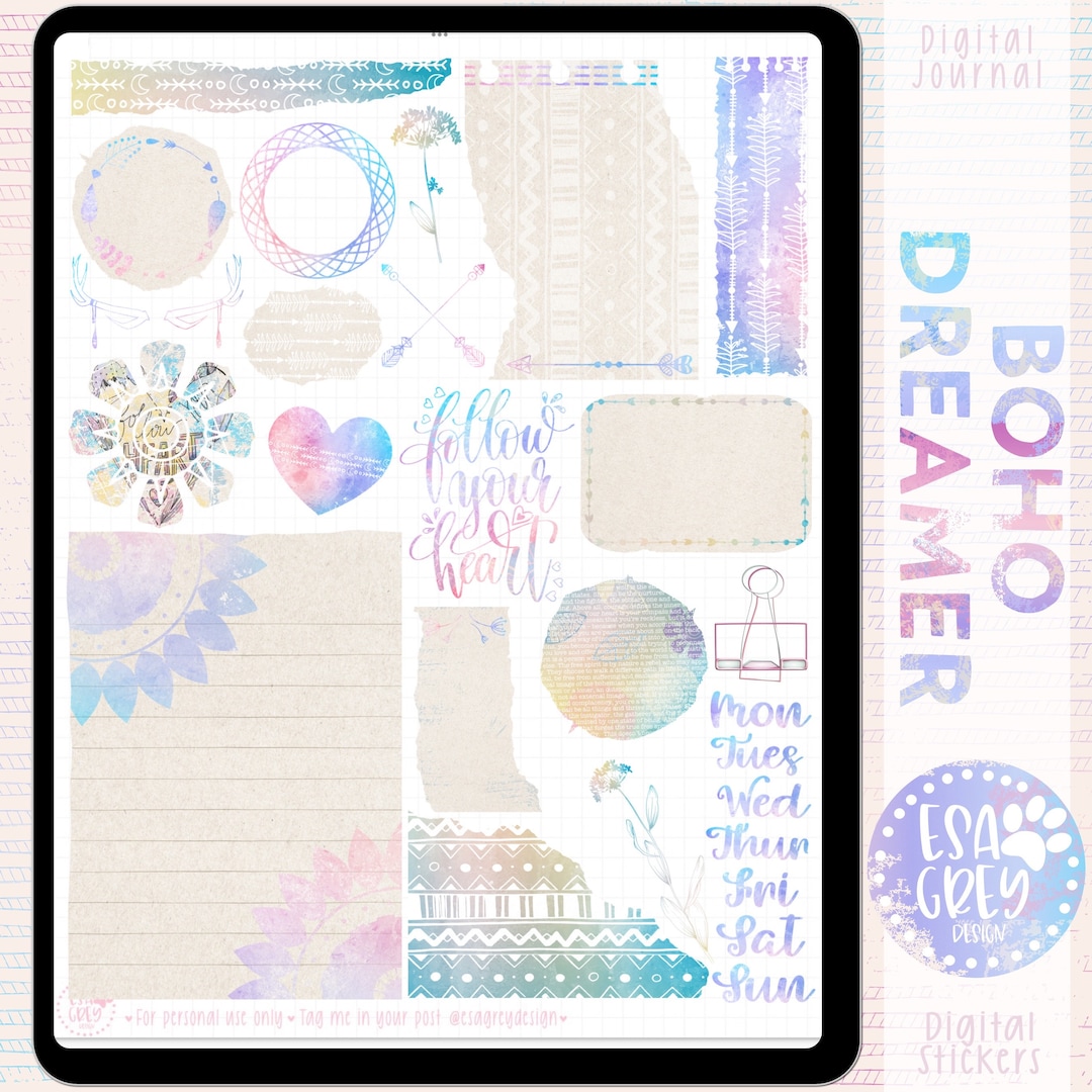 Boho Dreamer Digital Planner Stickers | Goodnotes Stickers | Journal ...