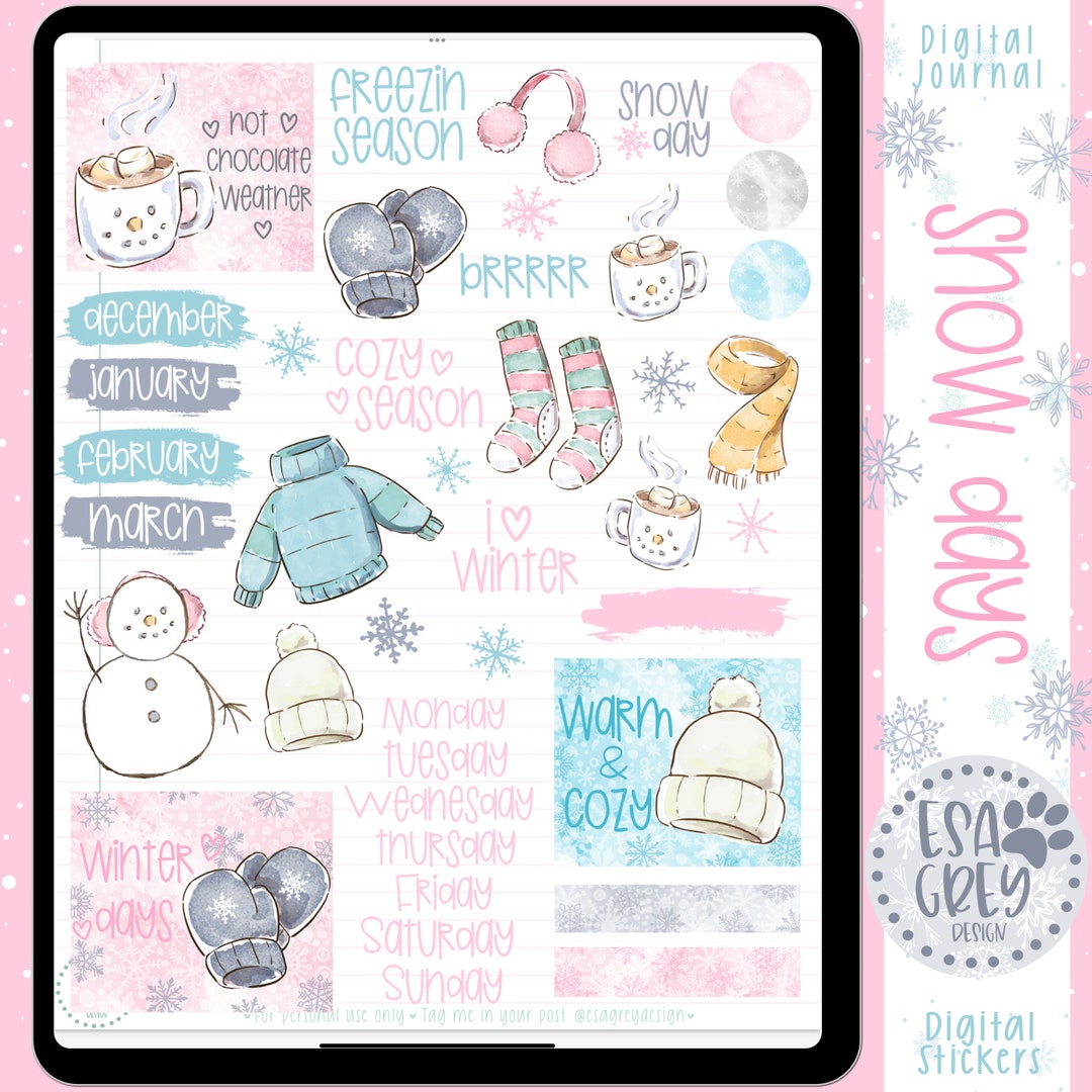 Winter Snow Days Digital Stickers | Goodnotes Stickers | Digital ...