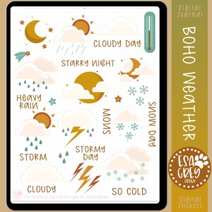 Boho Weather Planner Icon Stickers Boho Stickers Goodnotes Stickers ...