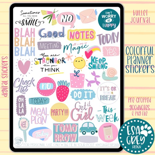 Colorful Digital Planning Sticker Set Goodnotes Stickers - Etsy
