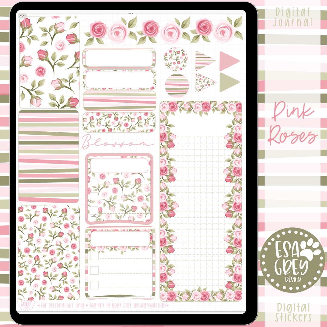 Pink Rose Planning Stickers | Digital Planner Stickers | Goodnotes ...