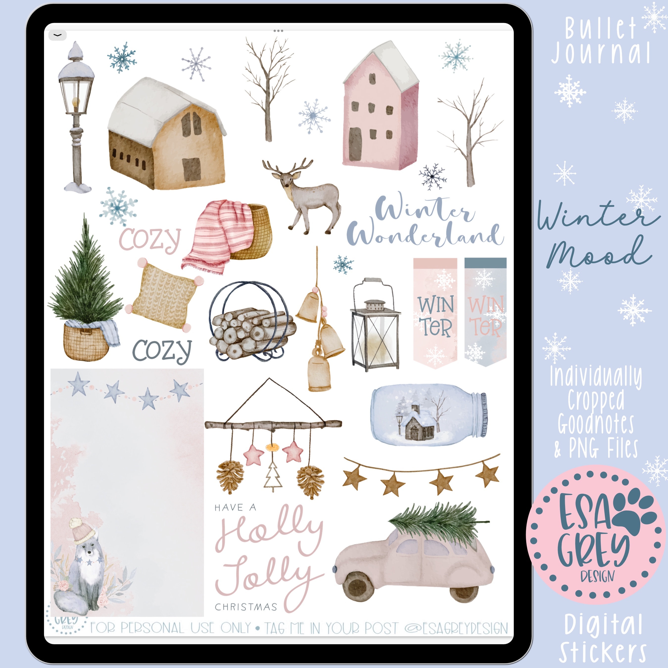 Winter Mood Digital Stickers Goodnotes Stickers Digital | Etsy