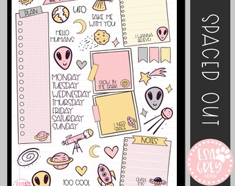 Spaced Out Digital Stickers | Digital Planner Stickers | Cute Stickers ...