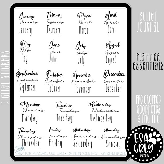 Planner Essentials Stickers Goodnotes Stickers Digital | Etsy
