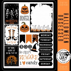 Halloween Obsessed Stickers | Spooky Halloween Digital Planner Stickers ...