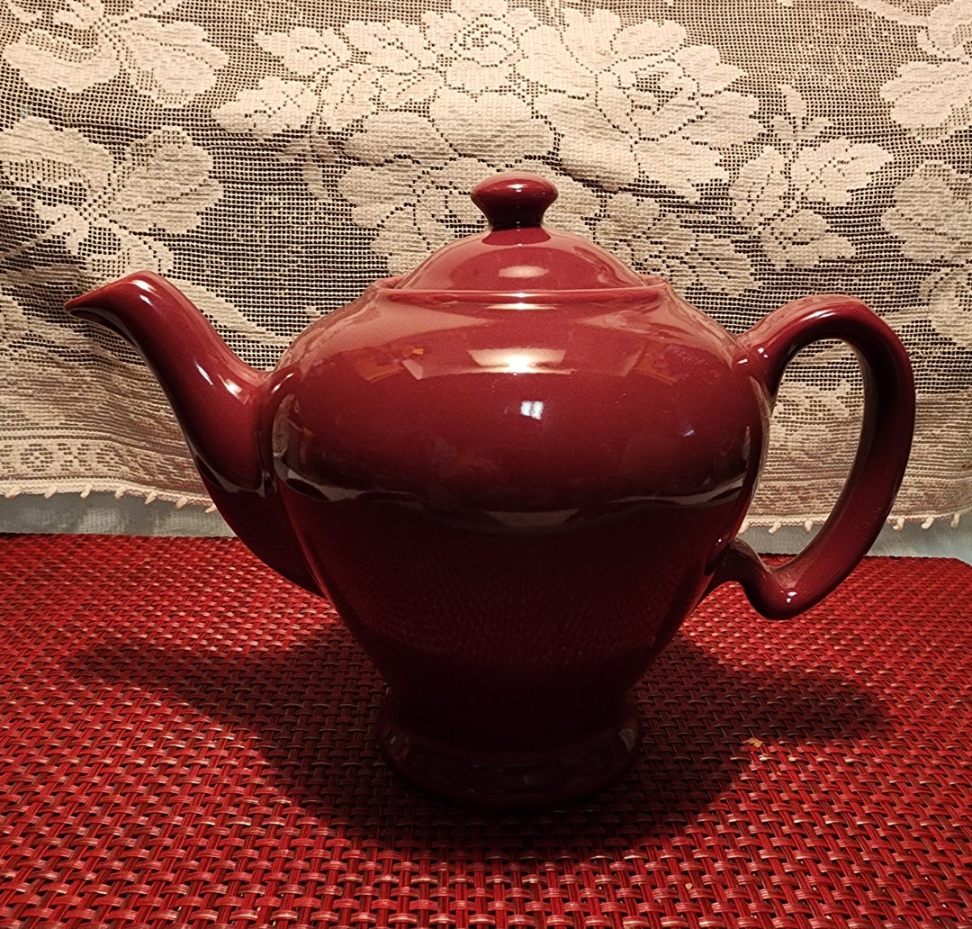 Vintage Mccormick Teapot / Made in USA - Maroon Color - Etsy
